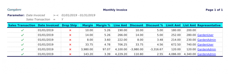 Compiere Invoice Inquiry