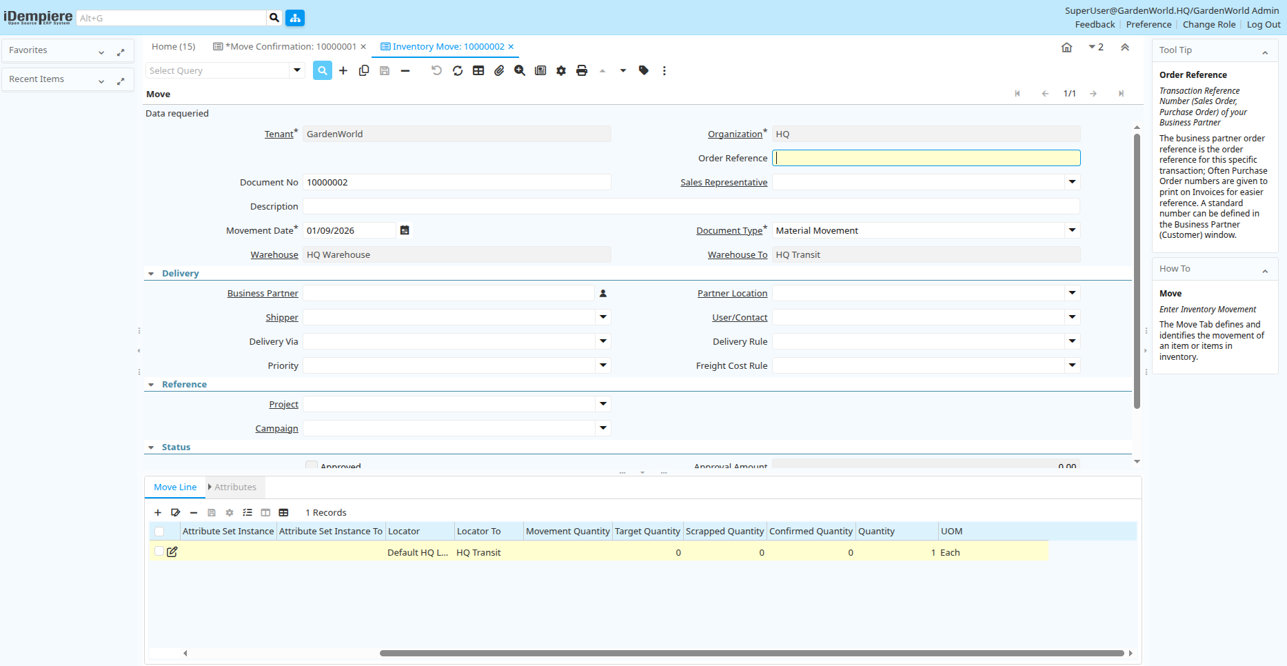 How to Process a Move Confirmation in iDempiere - iDempiere