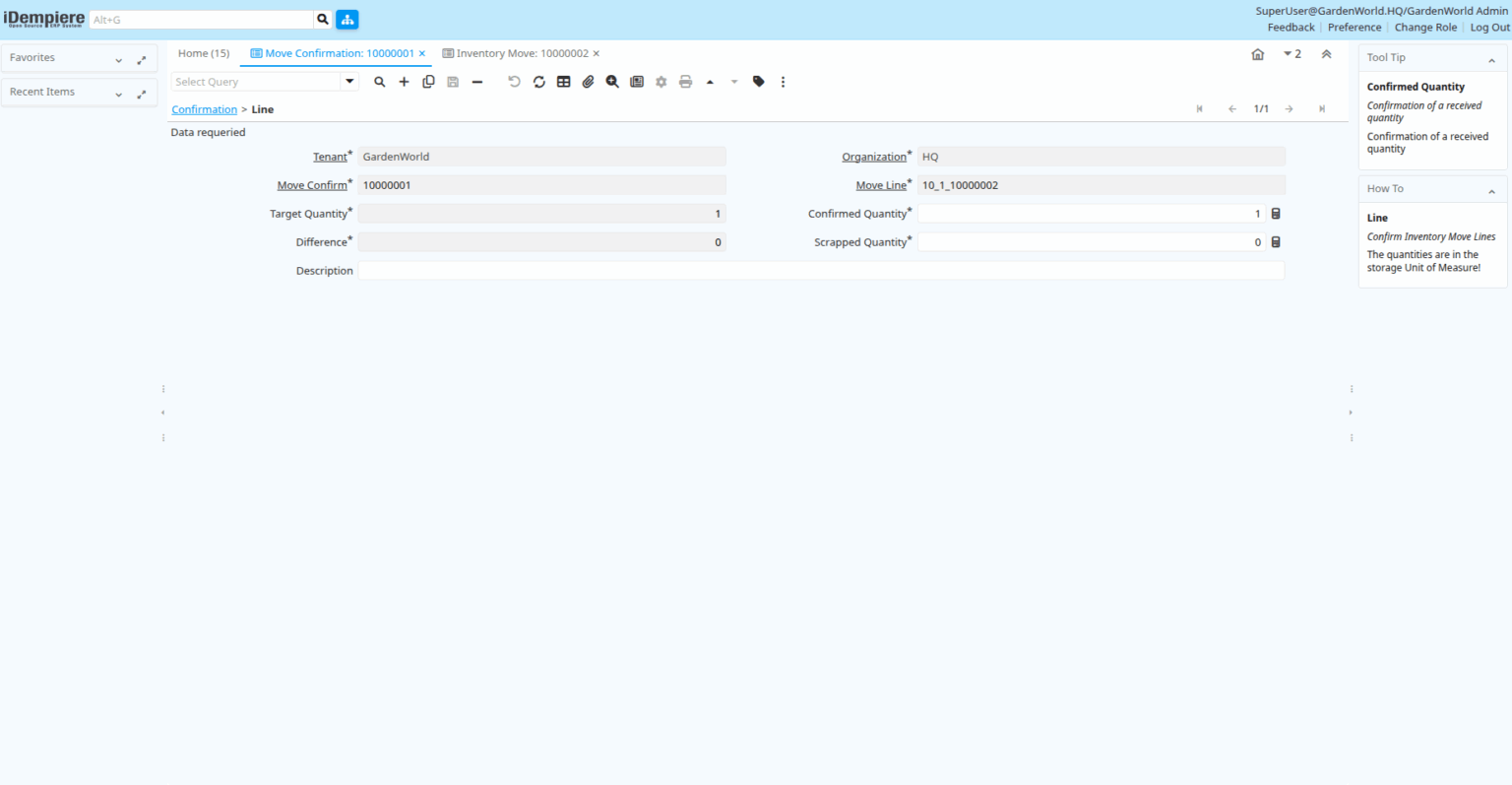 How to Process a Move Confirmation in iDempiere - iDempiere