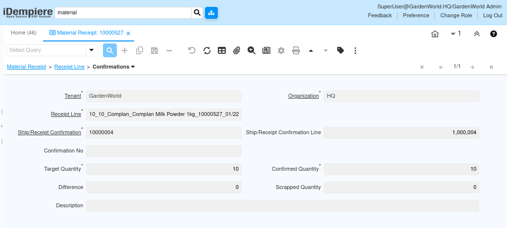 How the Related Tabs in Material Receipt Line Work - iDempiere