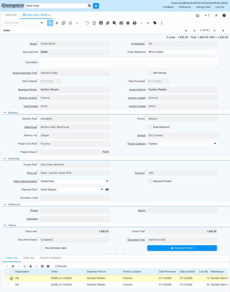 How Sales Order Creation from RFQ Works in iDempiere - iDempiere