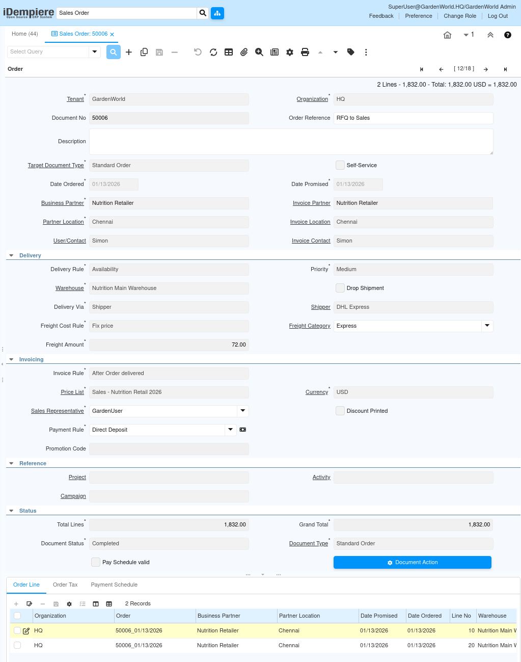How Sales Order Creation from RFQ Works in iDempiere - iDempiere
