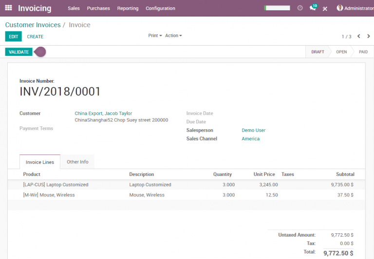 Odoo Sales Management