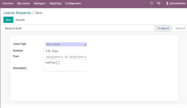 Odoo Employee Management - Master, Contract, Leave Request