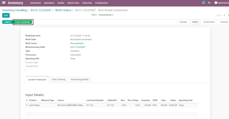 Rice Mill ERP Inventory Management - TenthPlanet Technologies