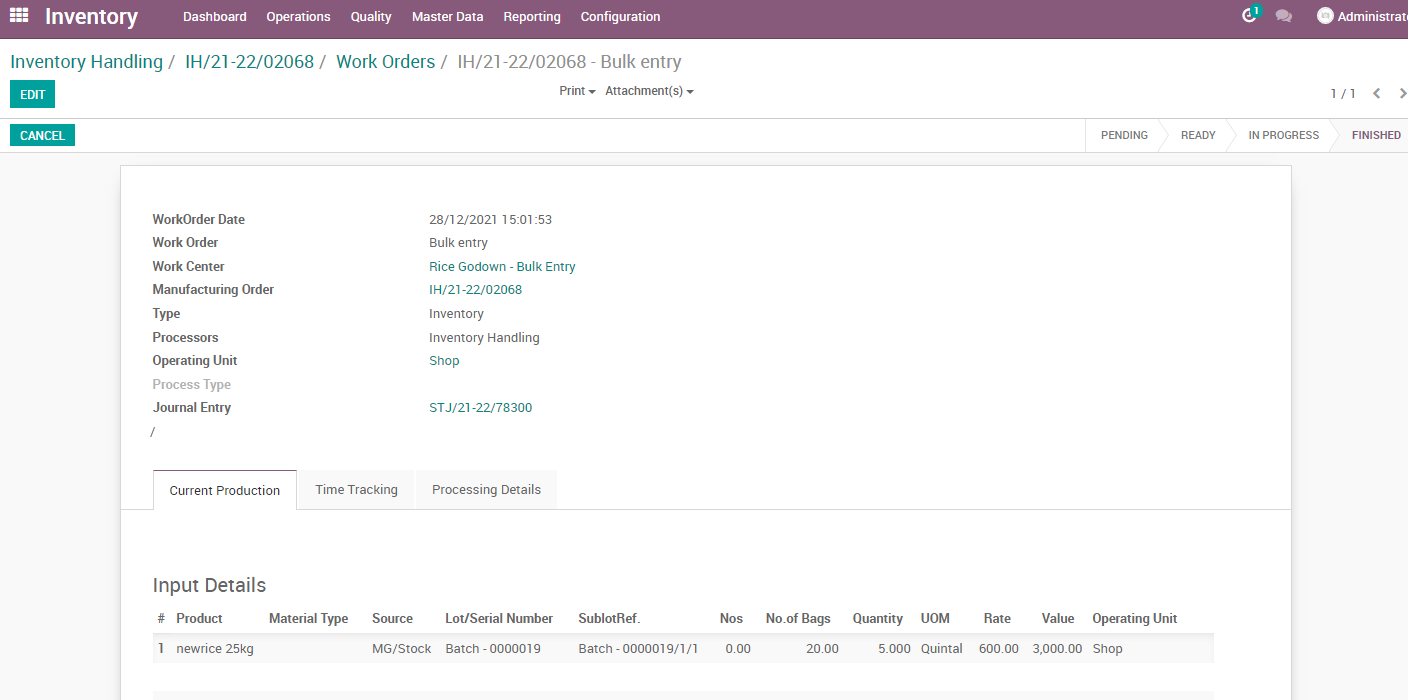 Rice Mill ERP Inventory Management - TenthPlanet Technologies