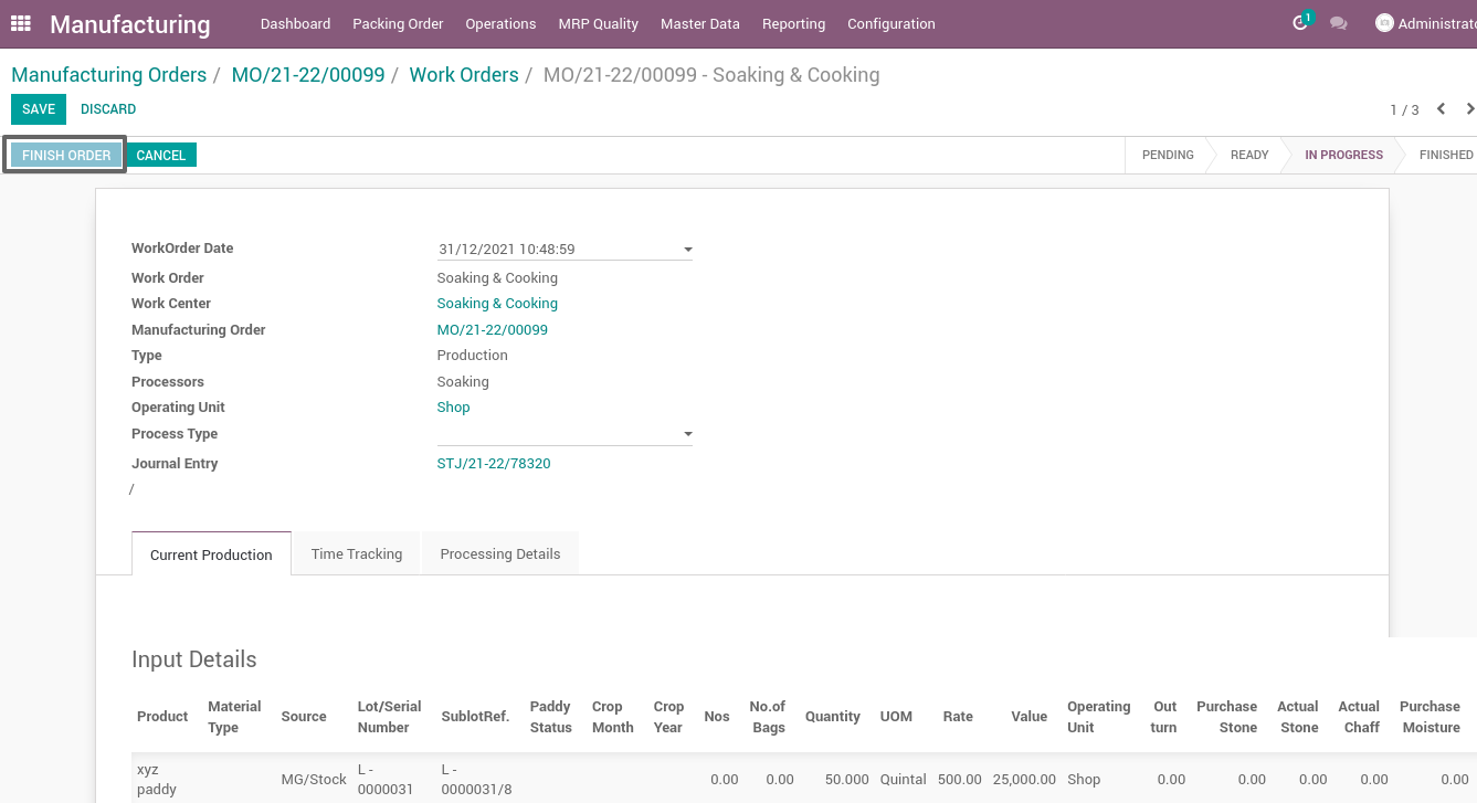 Rice Mill ERP Manufacturing Management - TenthPlanet Technologies