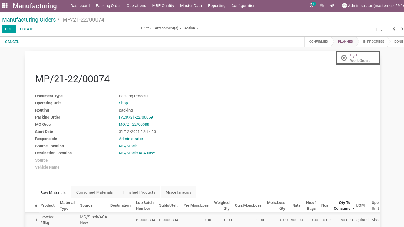 Rice Mill ERP Manufacturing Management - TenthPlanet Technologies