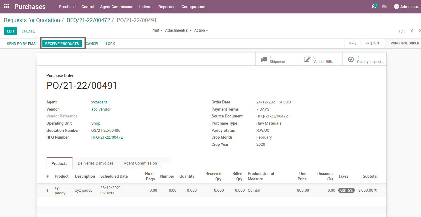 Rice Mill ERP Purchase Management - TenthPlanet Technologies