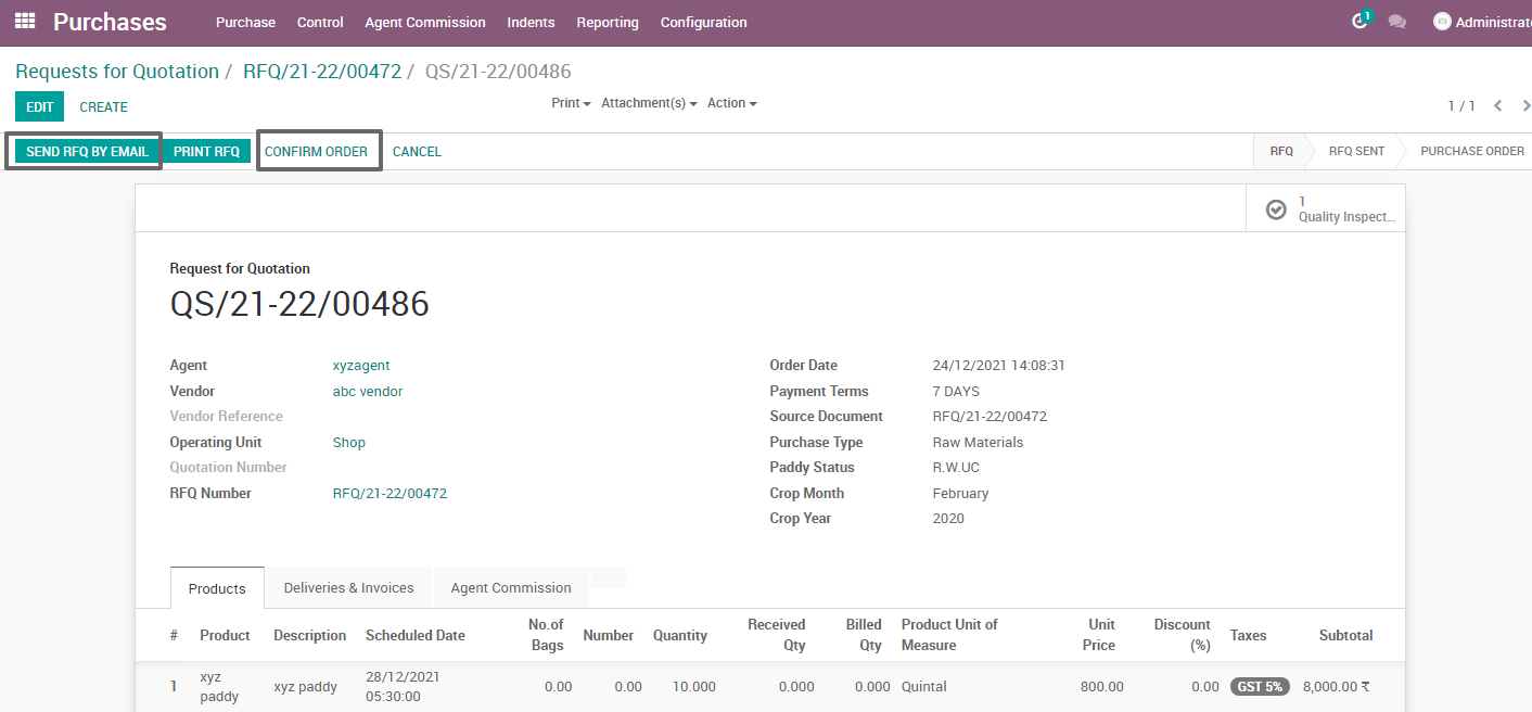 Rice Mill ERP Purchase Management - TenthPlanet Technologies