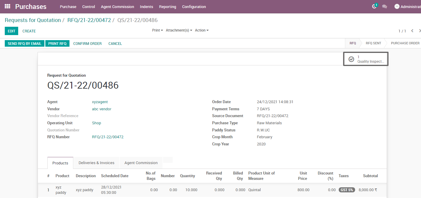 Rice Mill ERP Purchase Management - TenthPlanet Technologies