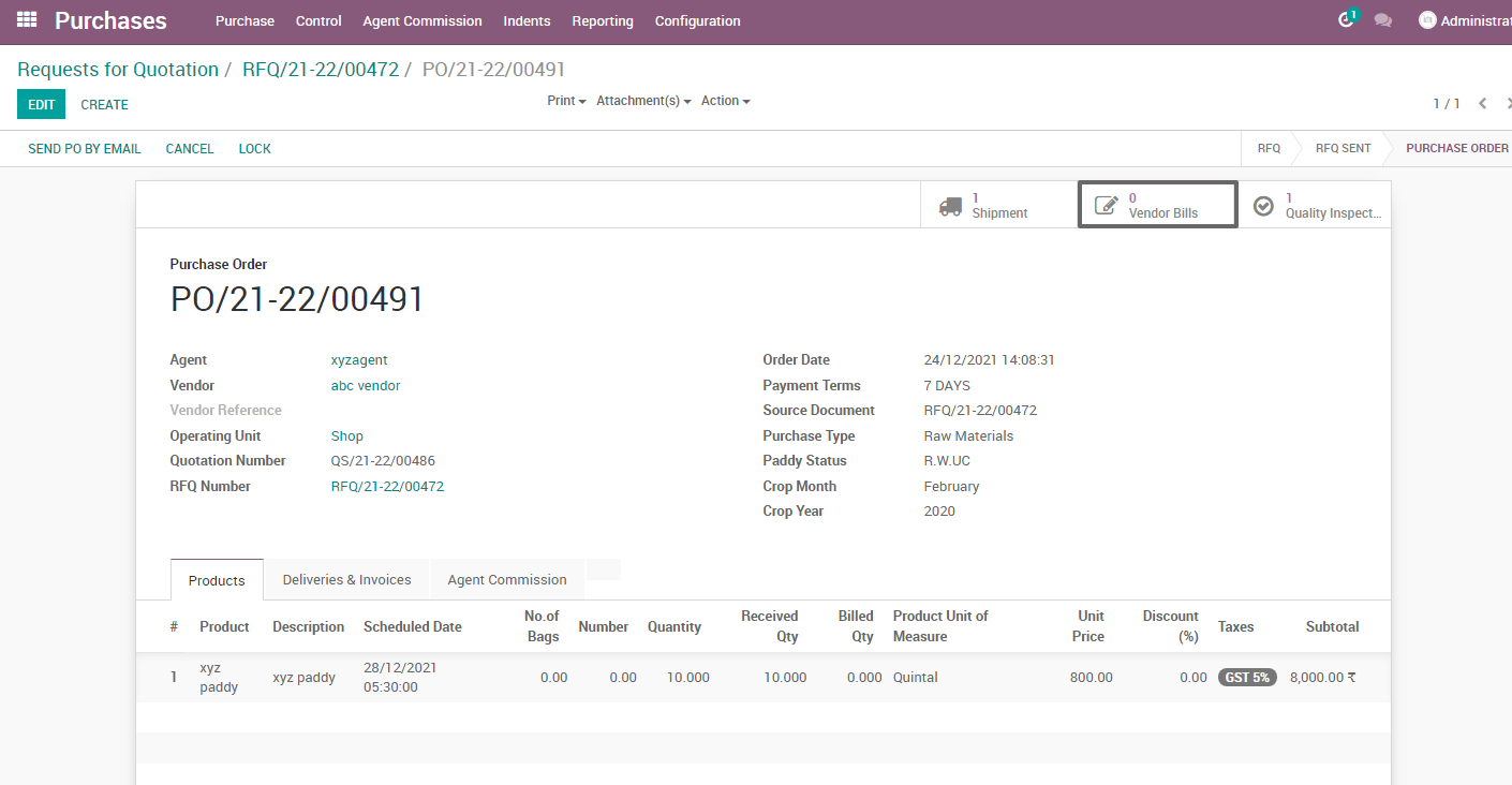 Rice Mill ERP Purchase Management - TenthPlanet Technologies