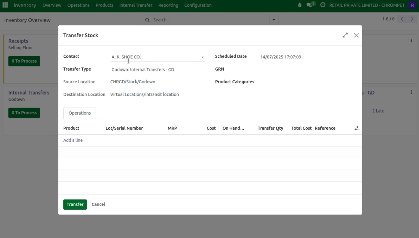 How to add products based on the GRN Selection in Odoo Internal Stock ...
