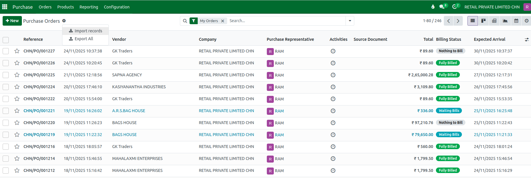 How to Import and Export Purchase Orders in Odoo - TenthPlanet Technologies
