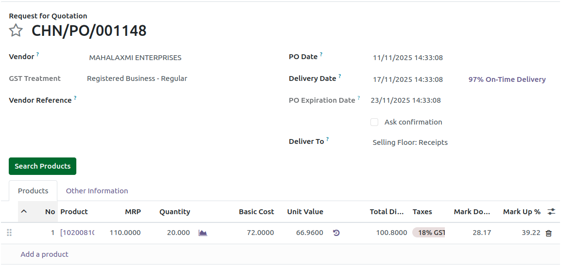 How to Handle Multiple GR BIll from a Single Purchase Order in odoo ...